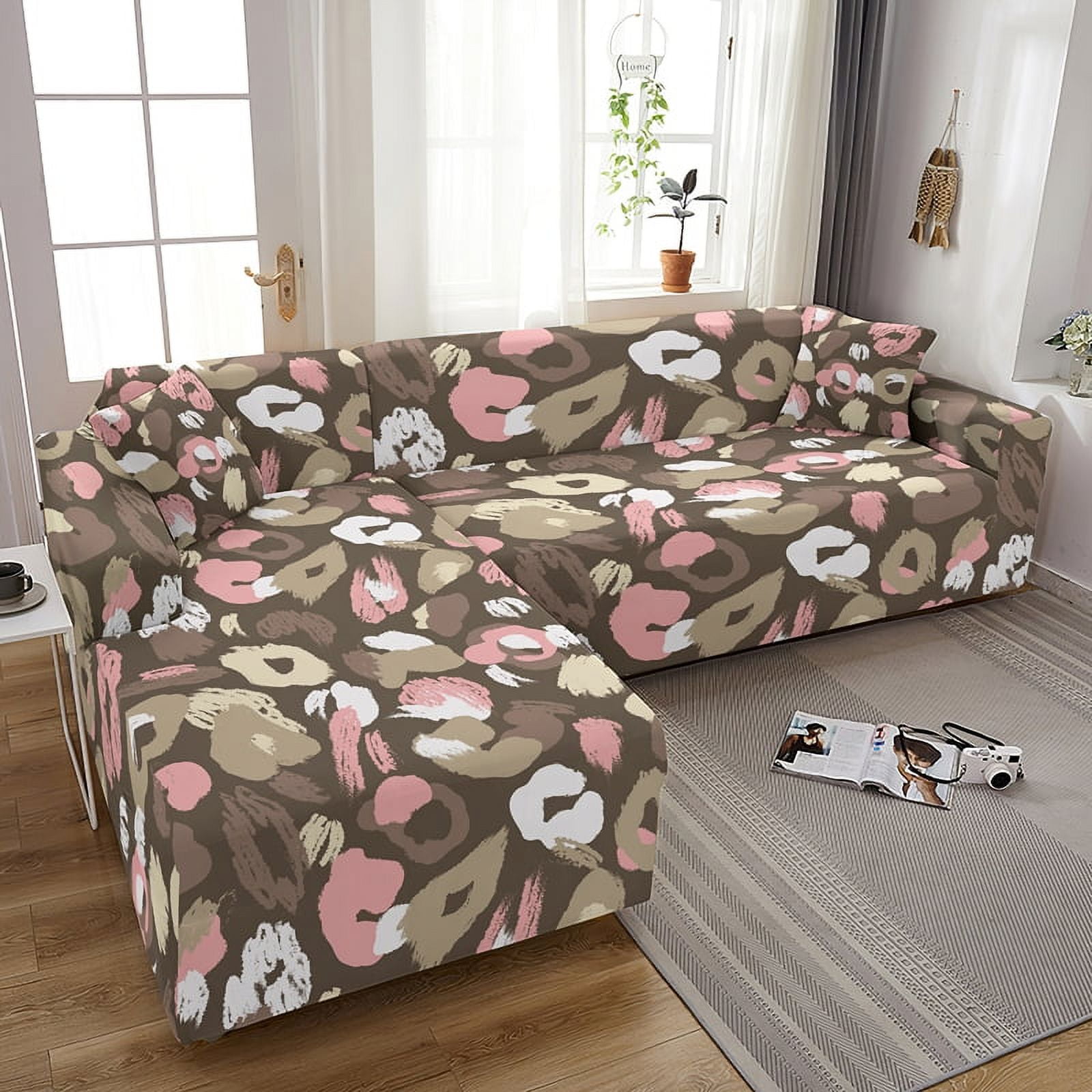 Dropship Leopard Print Slip-Resistant Combination L Shape Couch Cover ...
