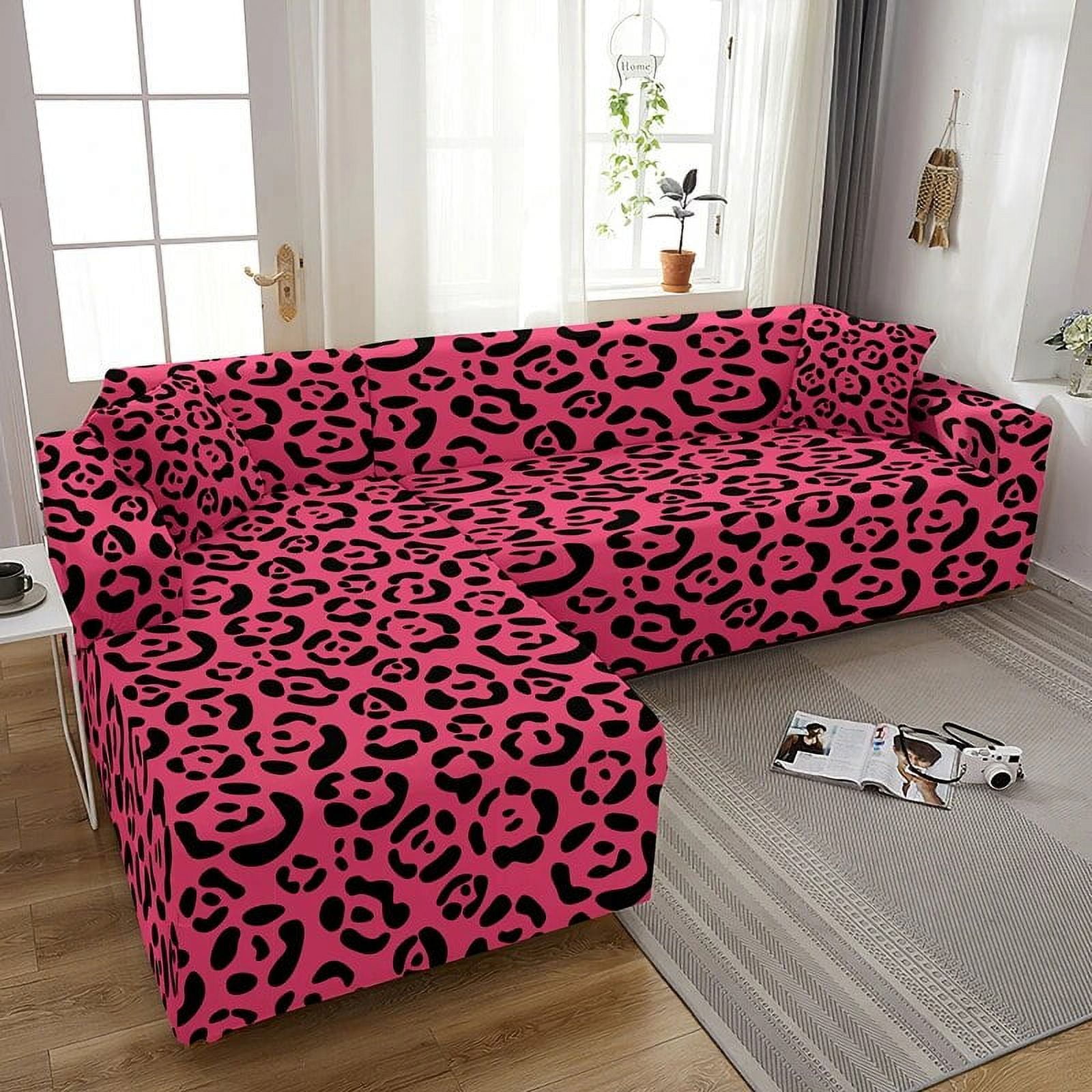 Dropship Leopard Print Slip-Resistant Combination L Shape Couch Cover ...