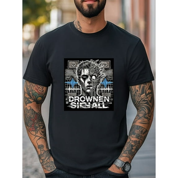 Drowned Signal T-Shirt Distorted Face Glitch Art Graphic Unisex Casual ...
