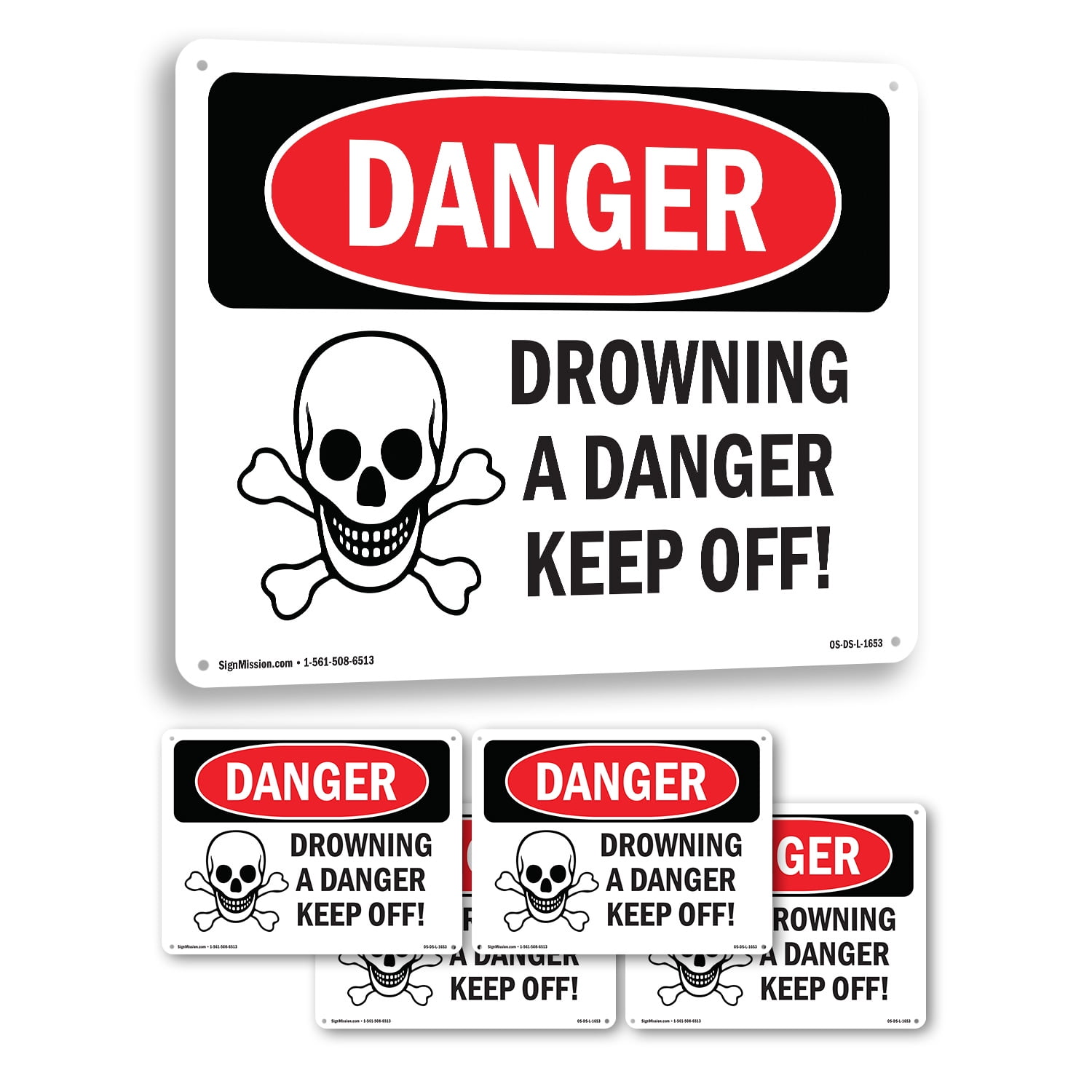 Drowning Danger Keep Off OSHA Danger Aluminum Sign 10 Inch x 7 Inch - 5 ...