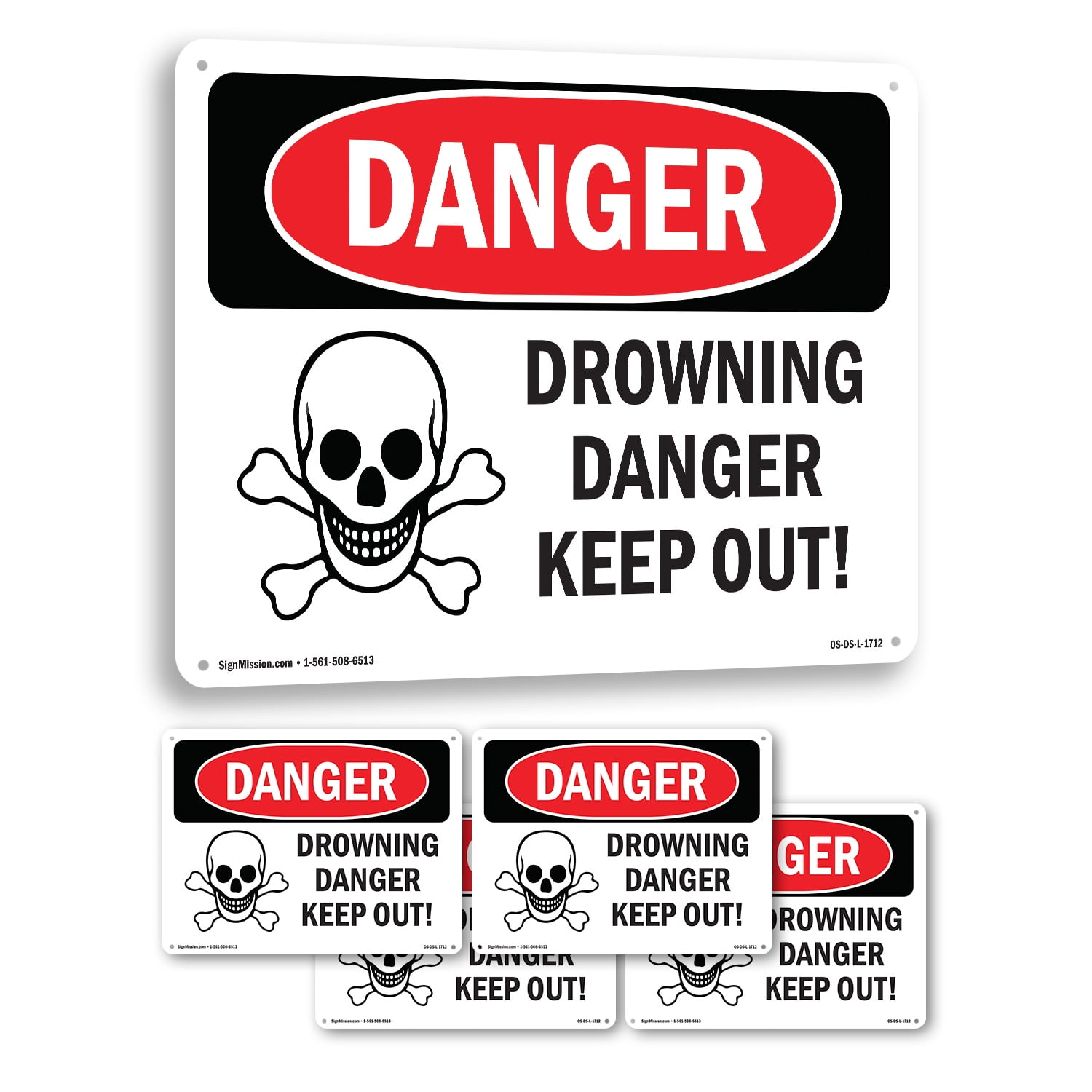 Drowning Danger Keep Out! OSHA Danger Aluminum Sign 10 Inch x 7 Inch ...