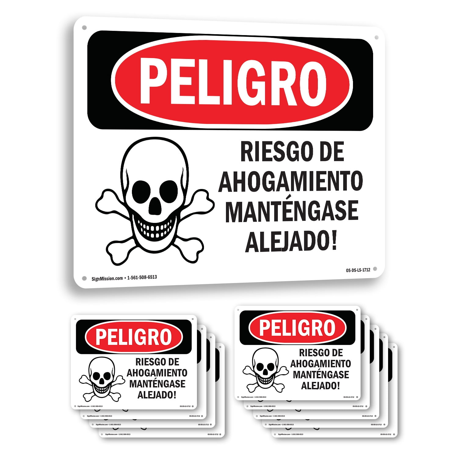 Drowning Danger Keep Out! Spanish OSHA Danger Aluminum Sign 10 Inch x 7 ...