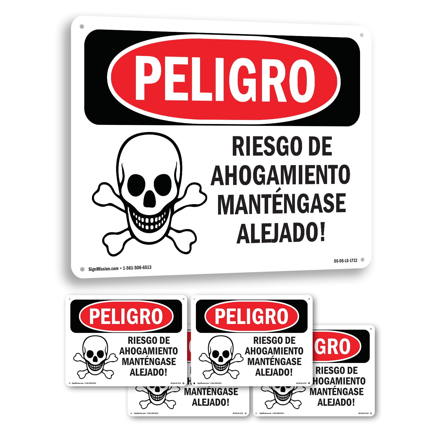 Drowning Danger Keep Out! Spanish OSHA Danger Rigid Plastic Sign 24 ...