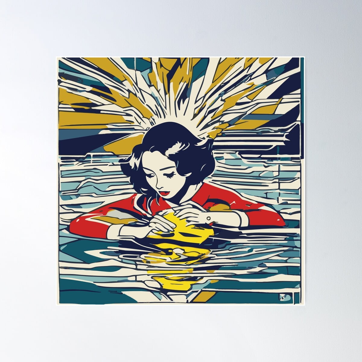 Drowning Girl Roy Lichtenstein Remixed Japanese Style 3 Poster Wall Art ...