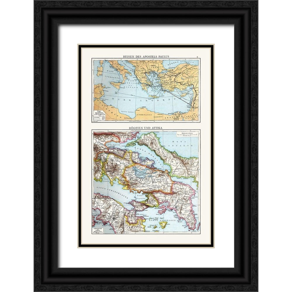 Droysen 17x24 Black Ornate Wood Framed with Double Matting Museum Art ...