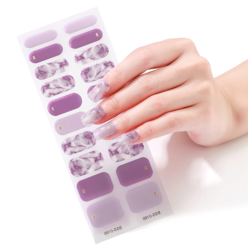 Drrntien 20 Finger Nail Polish Stickers Purple Waterproof Adhesive Nail ...