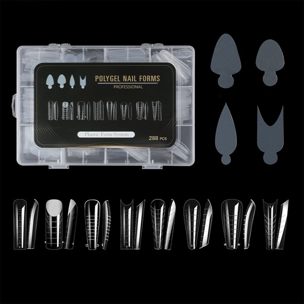 Drrntien 288 Pcs Full Cover Nail Forms Set Nail Extension Molds Gel ...