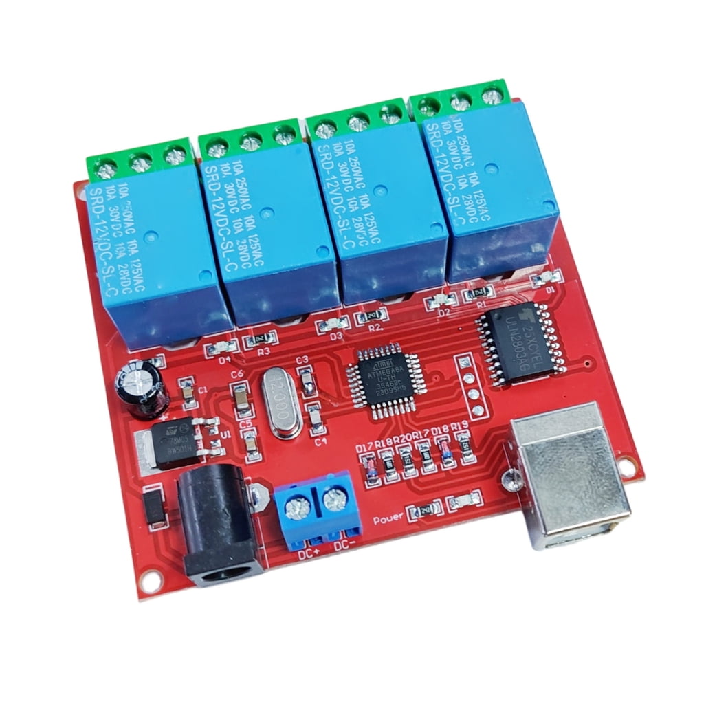 Drrntien Computer Intelligent Switching 4 Channel 5V 12V 24V USB Relays ...