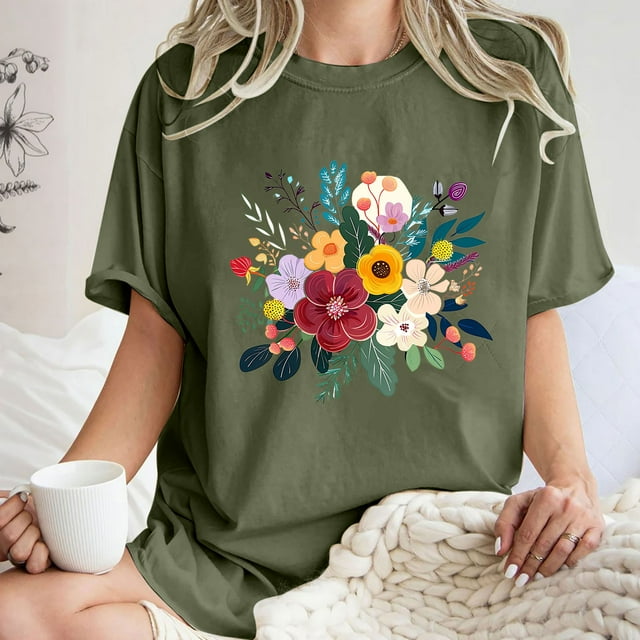 Drses Cute Spring Tshirt Oversized Floral Graphic Tees Vintage ...