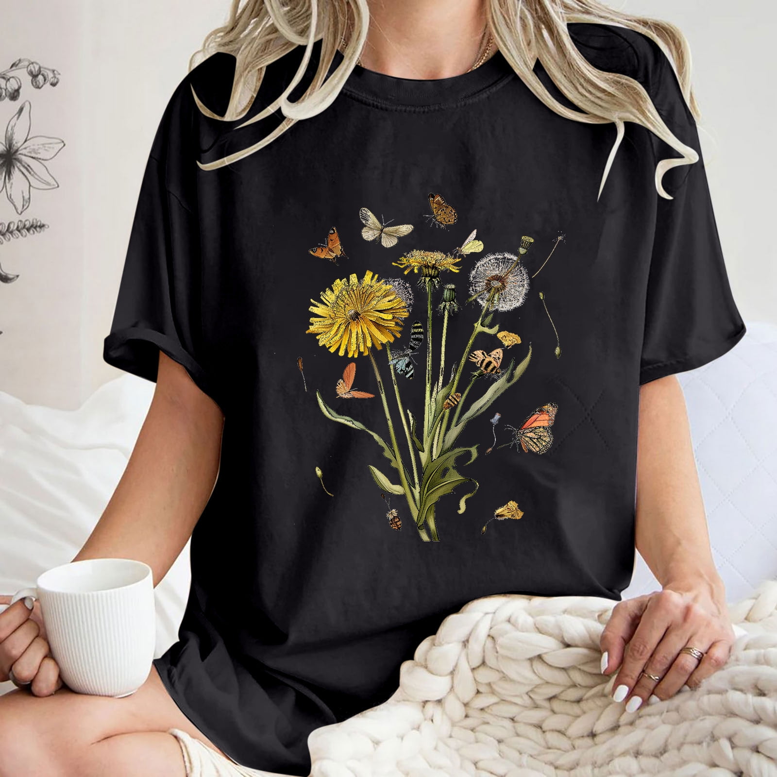 Drses Cute Spring Tshirt Oversized Floral Graphic Tees Vintage ...