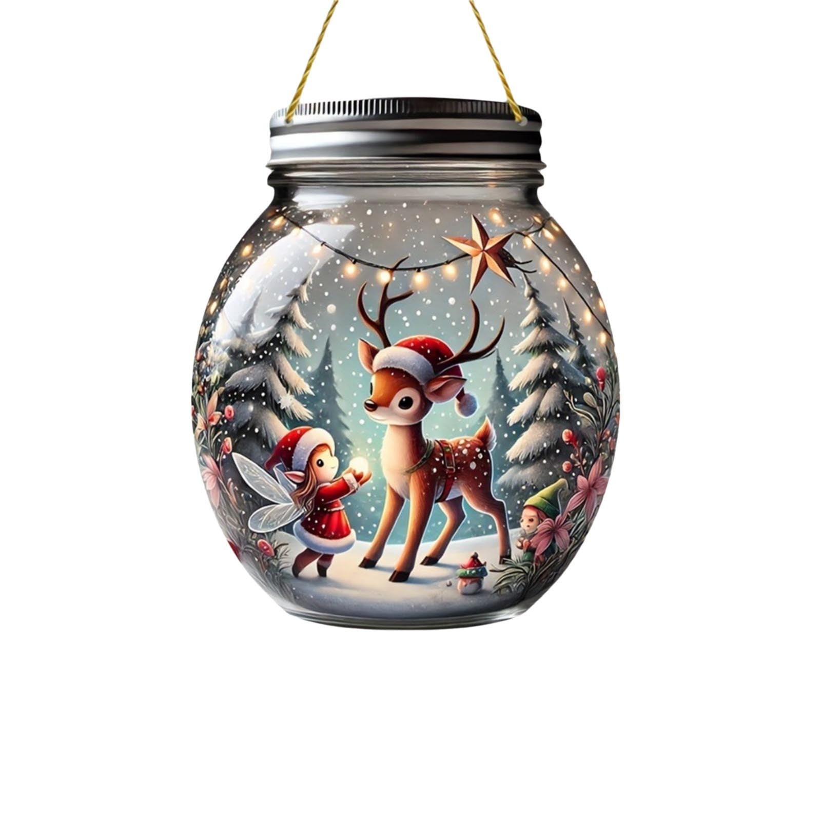 Drses Fairies And Reindeer World Painted Bottle Glass Texture Chain ...