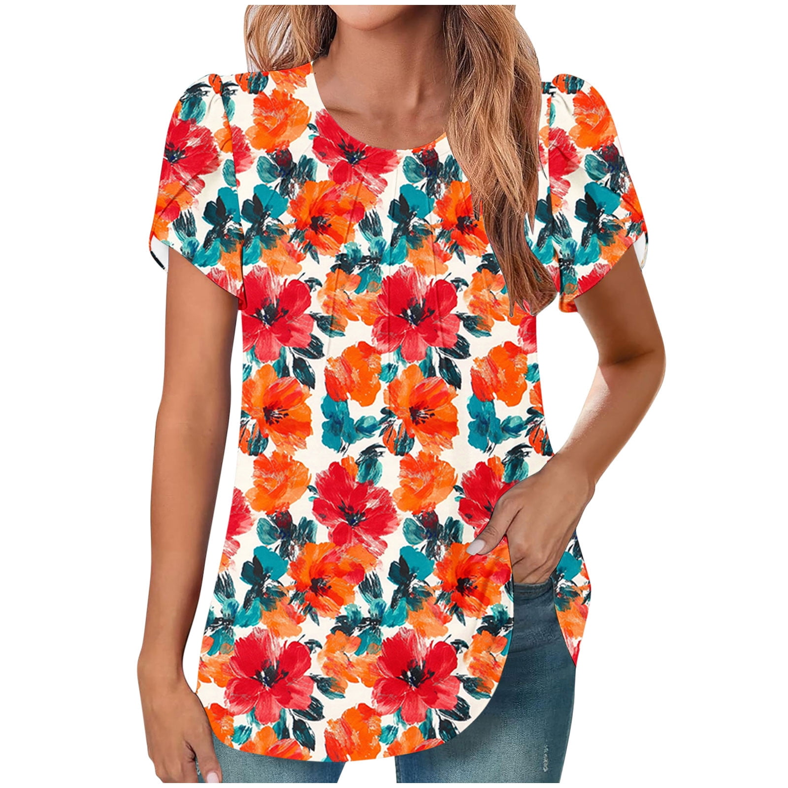 Drses‌‌ ‌‌Fashion Plus Size Floral Tunic Top | Summer Casual Pleated ...
