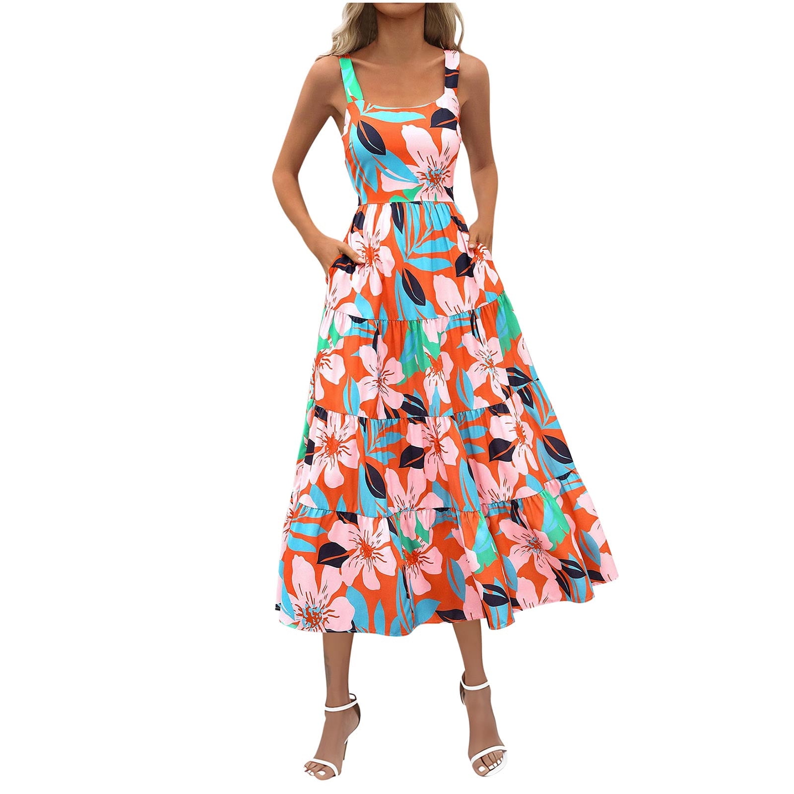 Drses Floral Dresses for Women 2024 Colorful Boho Maxi Sundresses Flowy ...
