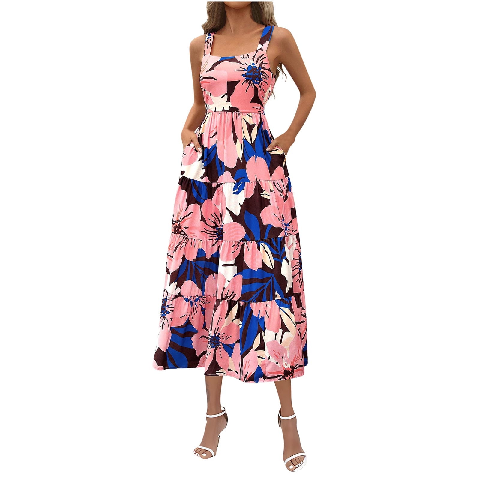 Drses Floral Dresses for Women 2024 Colorful Boho Maxi Sundresses Flowy ...