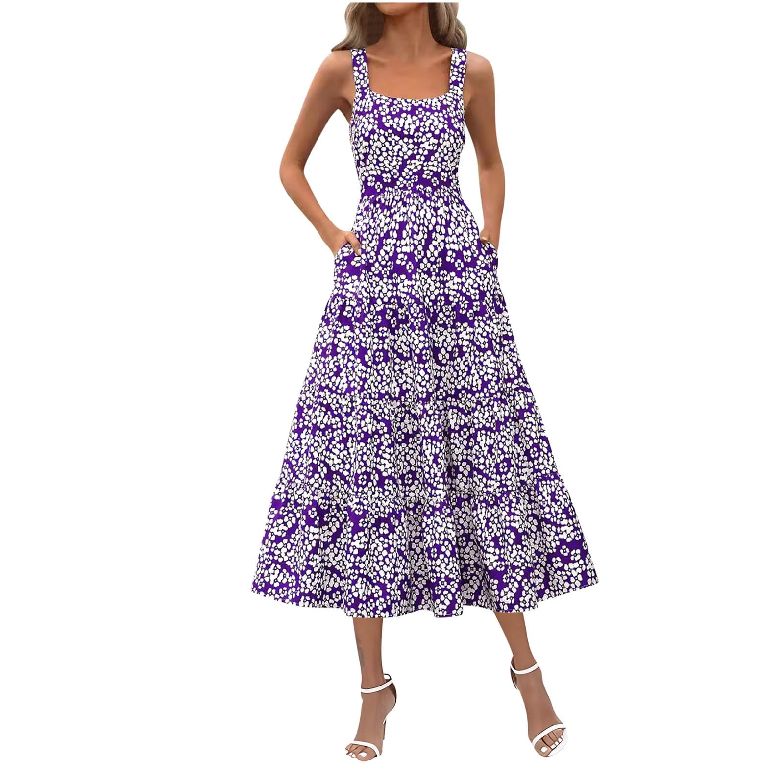 Drses Floral Dresses for Women 2024 Colorful Boho Maxi Sundresses Flowy ...