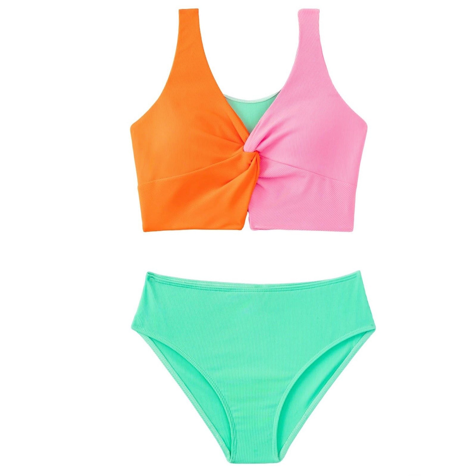 Drses ‌Girls' Color Block Ribbed Tankini Set - 2 Piece Swimsuits for ...