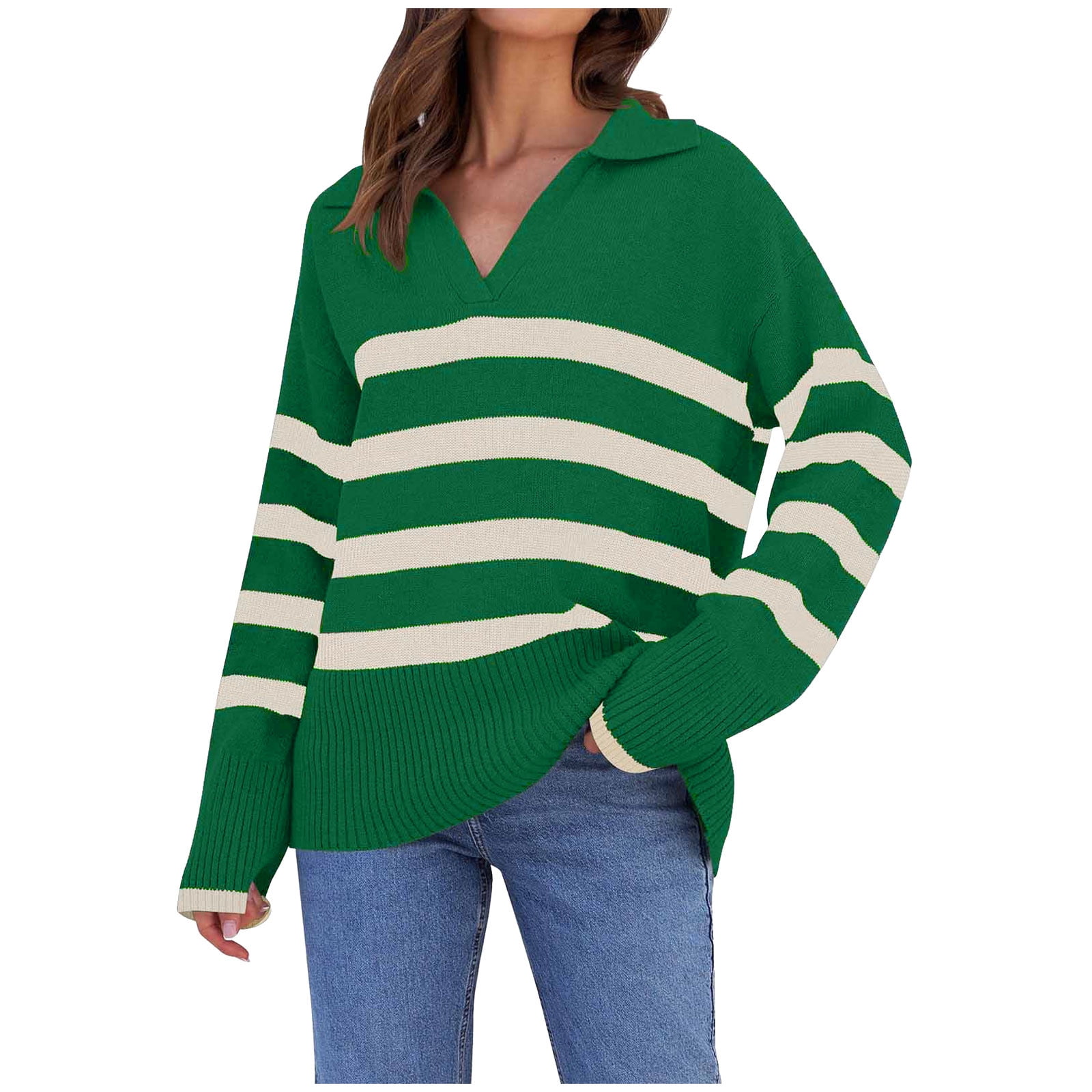 Drses Girls'and Women's Y2K Oversized Stripe Sweaters - Casual Basic ...