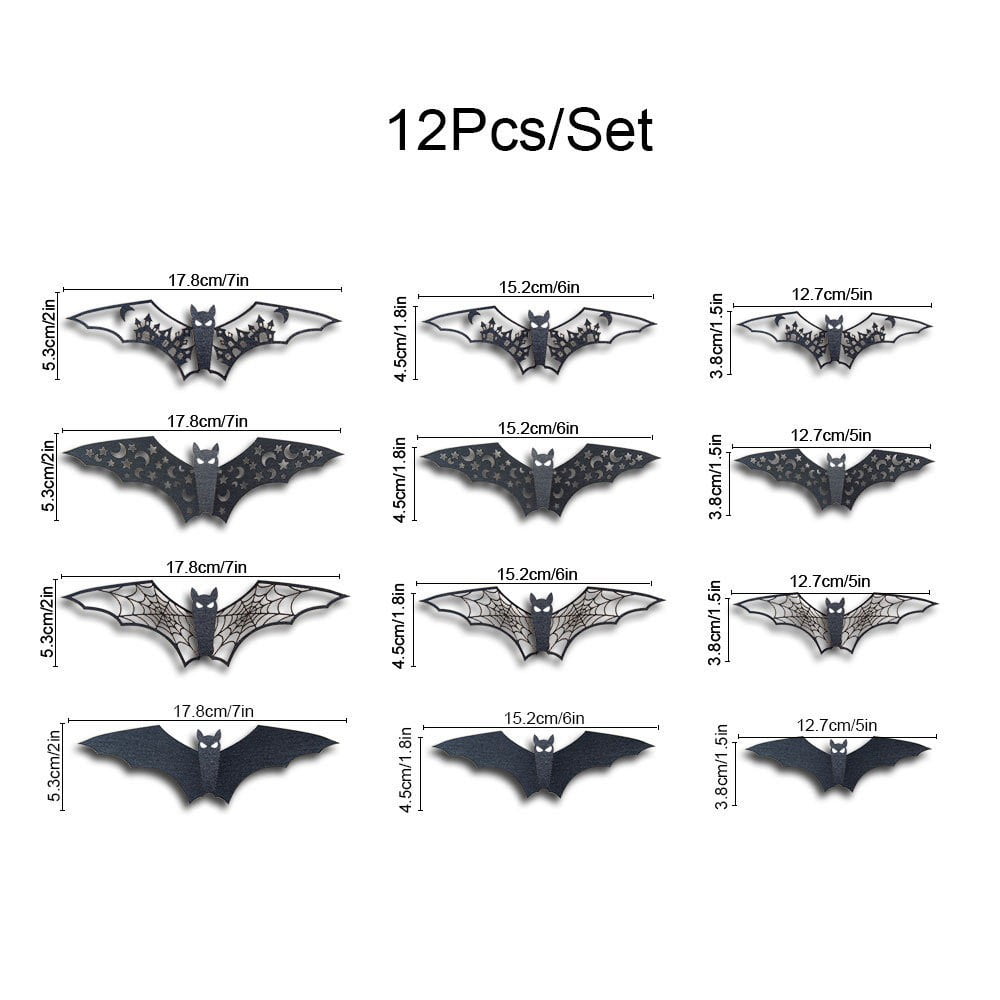 Drses‌‌ Halloween 3Ds Hollowed Out Paper Bats Sticker Foreign Trade ...