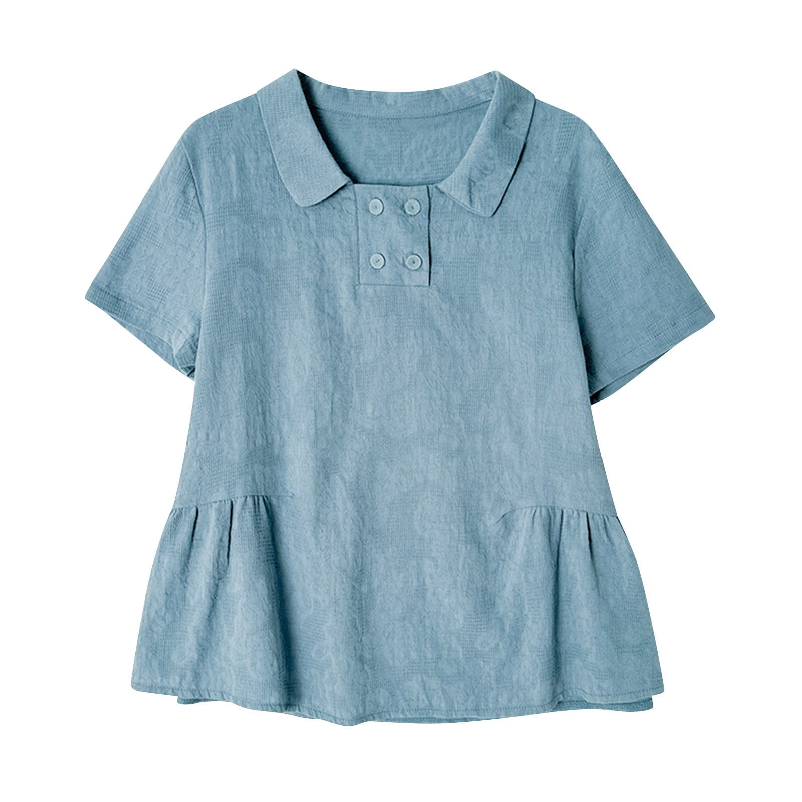Drses Tops for Women Linen Basic Shirts Lapel Buttons Short Sleeve ...