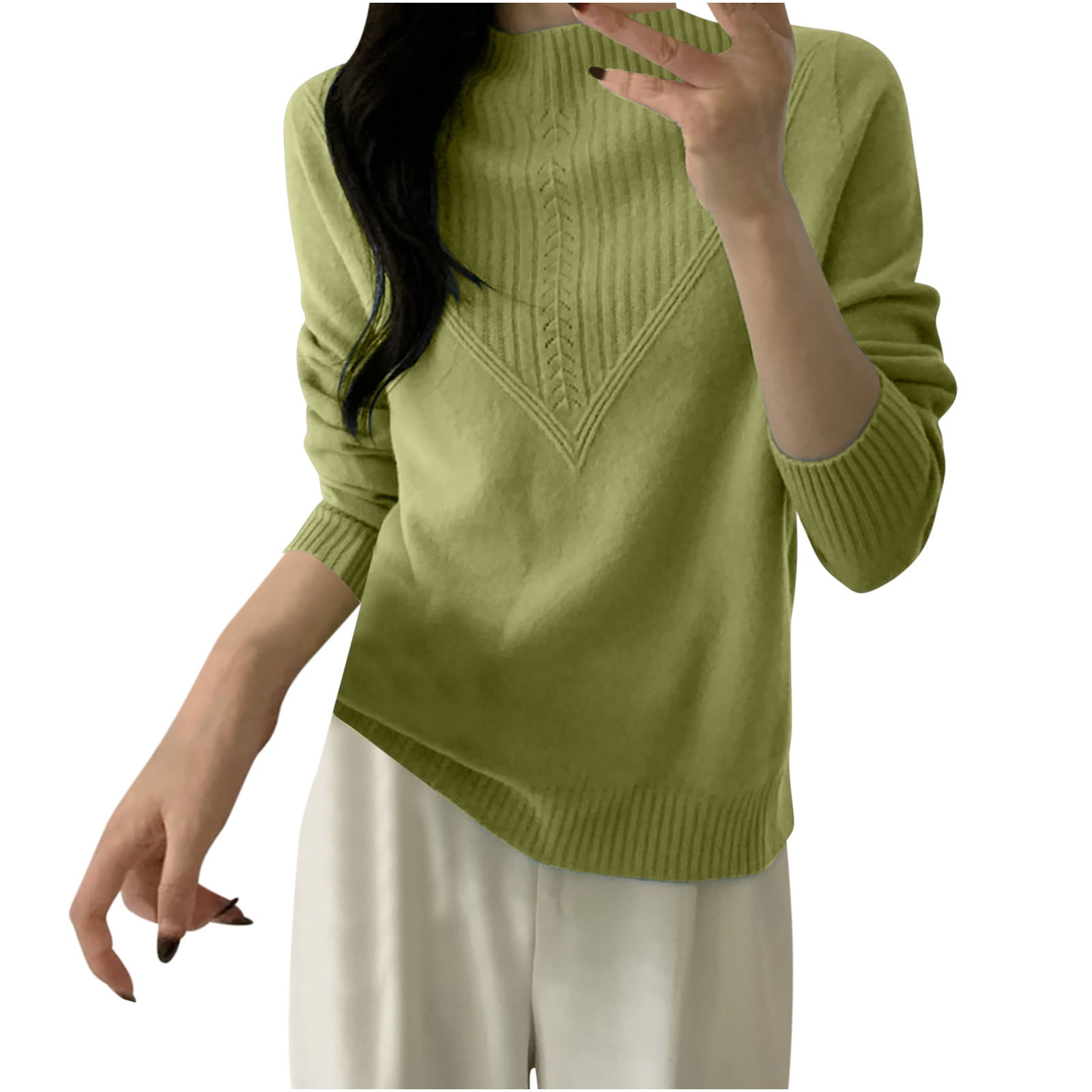 Drses Women Crew Neck Merino Wool Sweater Solid Knitwear Casual Office ...