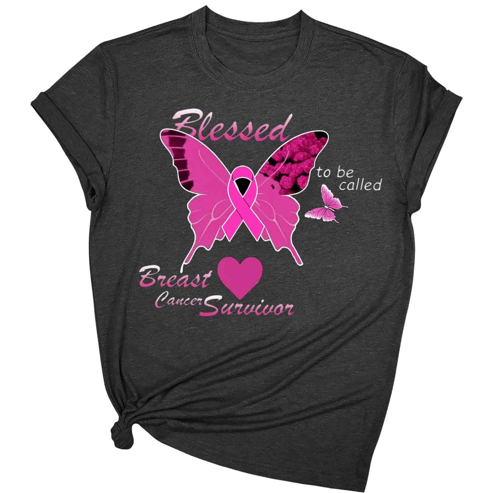 Drses ‌‌‌‌‌‌‌‌‌‌‌‌Women's Breast Cancer Awareness Short Sleeve Tee | Survivor Support Butterfly ...