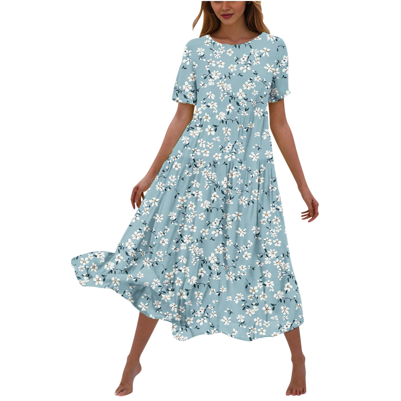 Drses Women's Casual Dresses Women's Flower Printing Casual Short ...