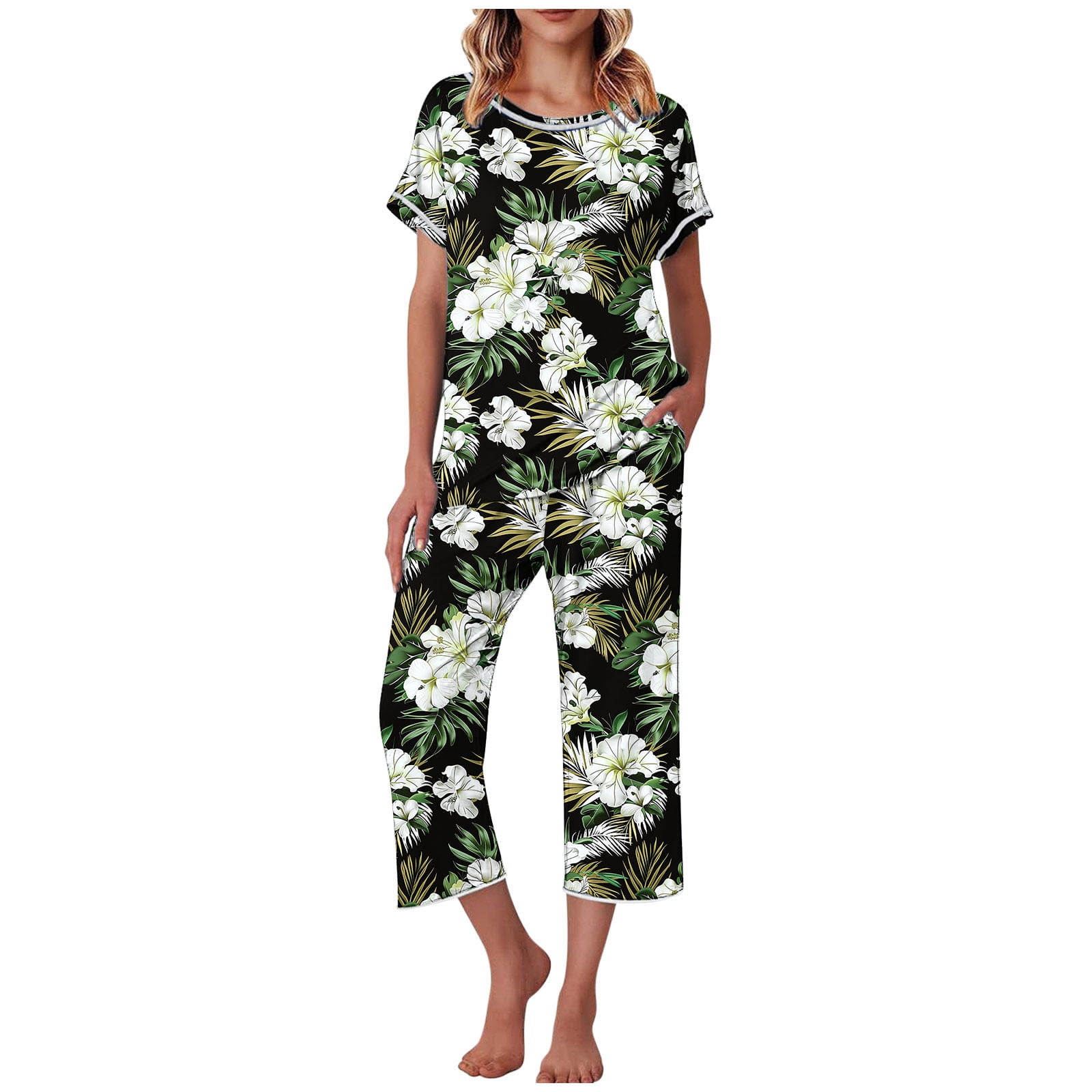 Drses Women's Pajama Sets Summer Short Sleeve Sleepwear Sets for Women ...