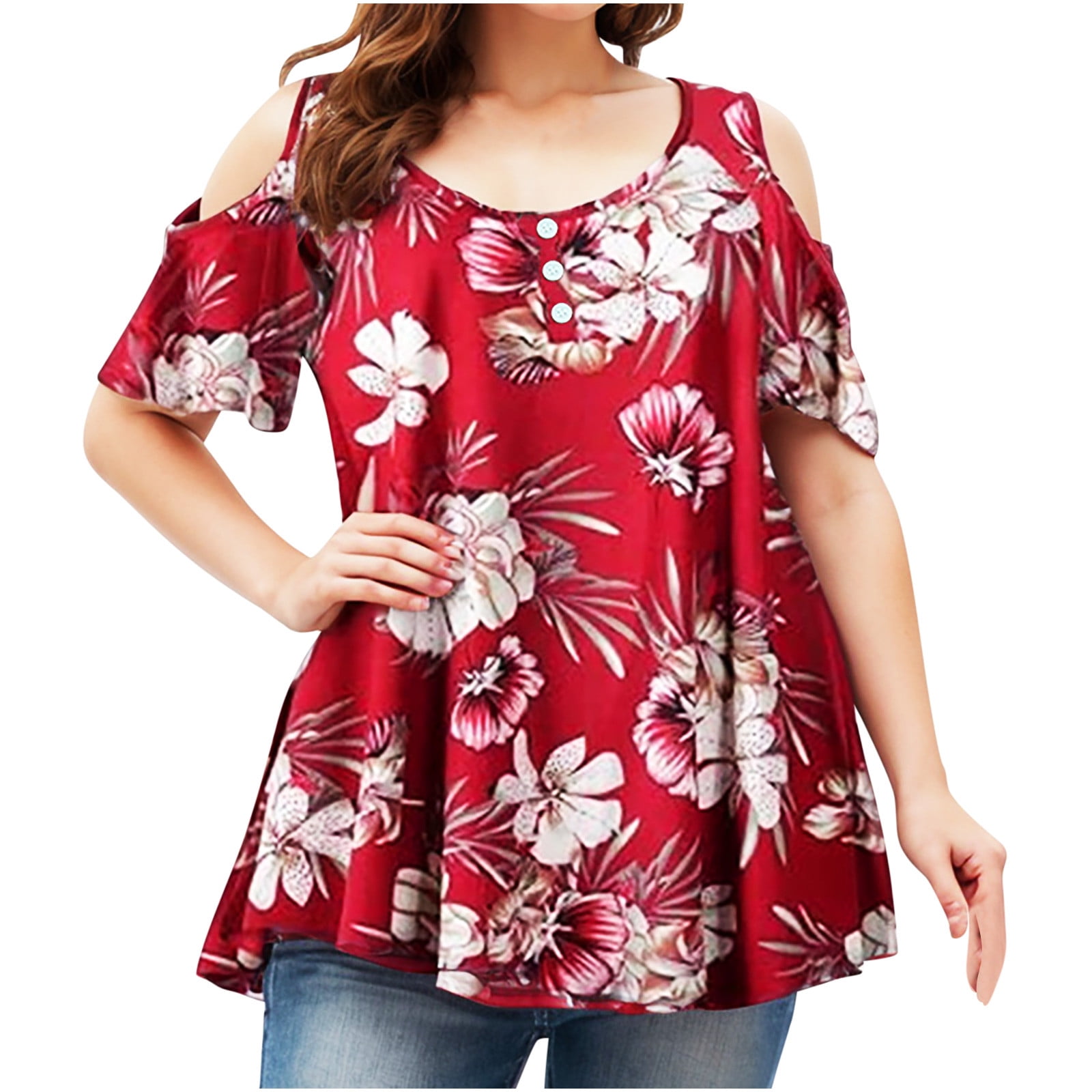 Drses Women's Plus Size Tops Dressy Casual Tunics Blouses Summer Cold ...