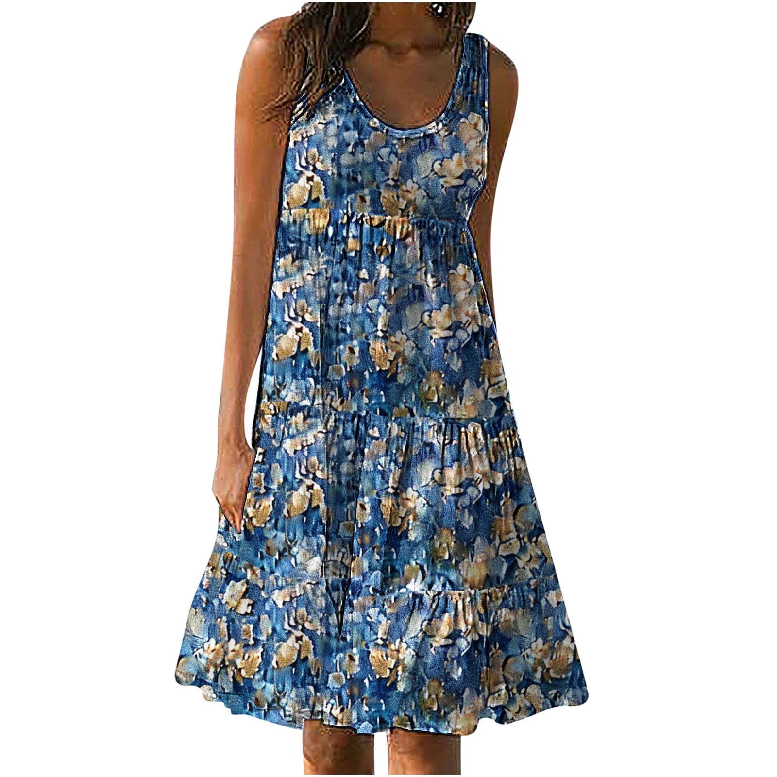 Drses Women's Summer Dresses Sleeveless Beach Dresses Loose Plain ...