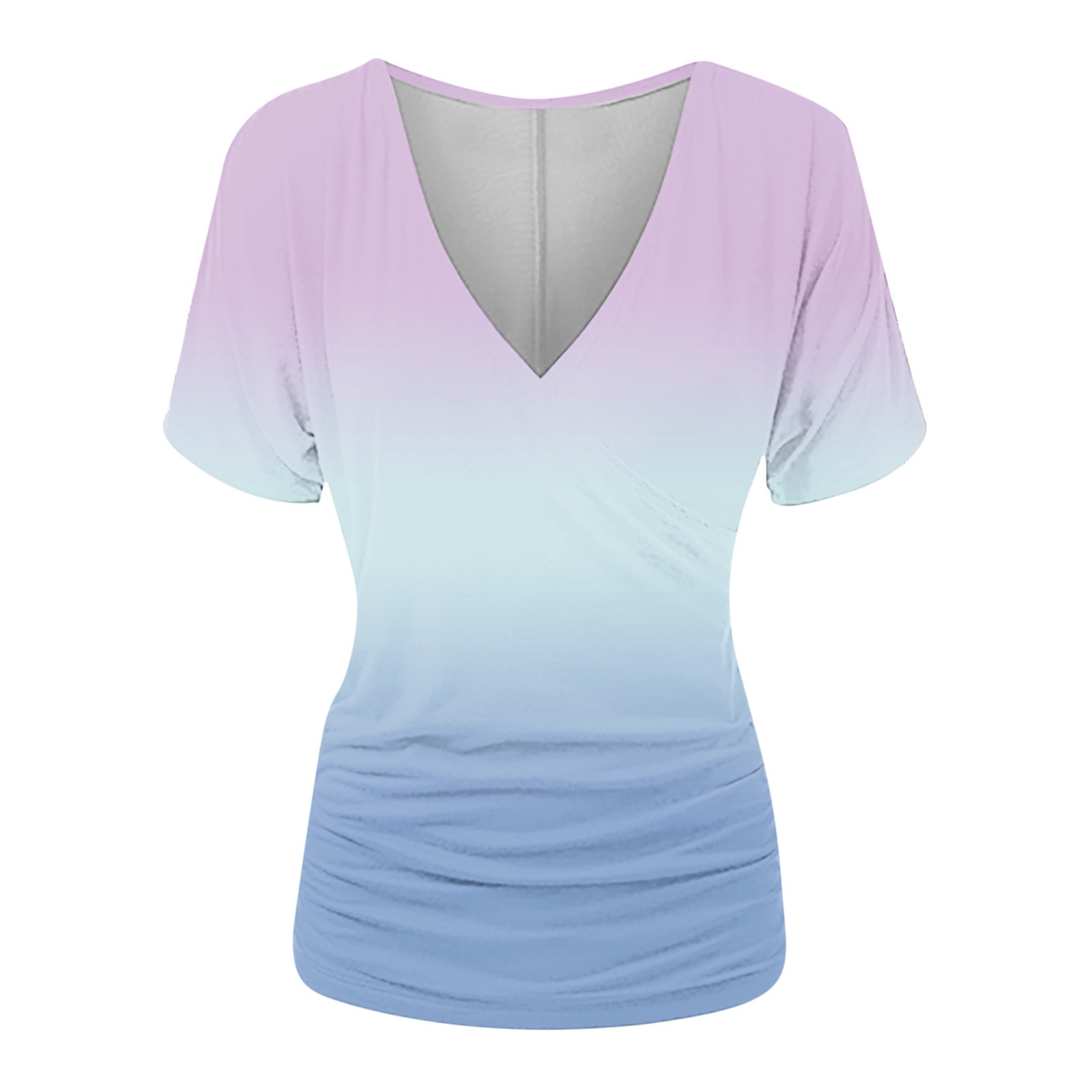 Drses Women's Top Deep V Neck Slim Fitted T-Shirt Front Surplice Wrap ...