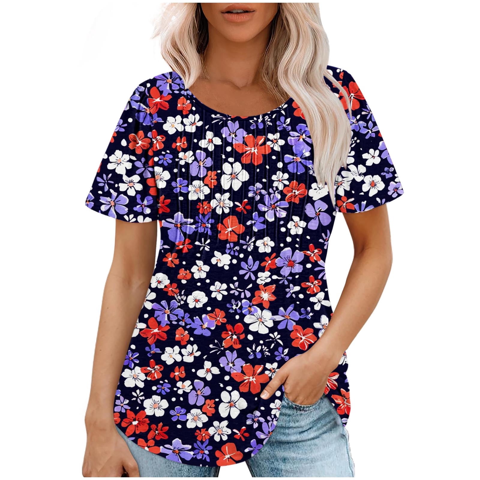 Drses Women's Tops 2024 Summer Tunic Short Petal Sleeve Casual Shirts ...