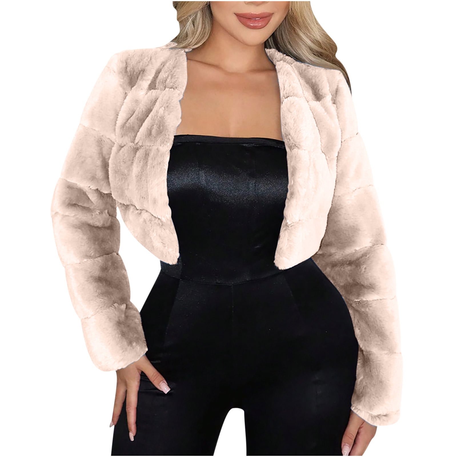 Drses Women's Winter Parka Coat Long Sleeve Faux Fur Coat with Hooded ...