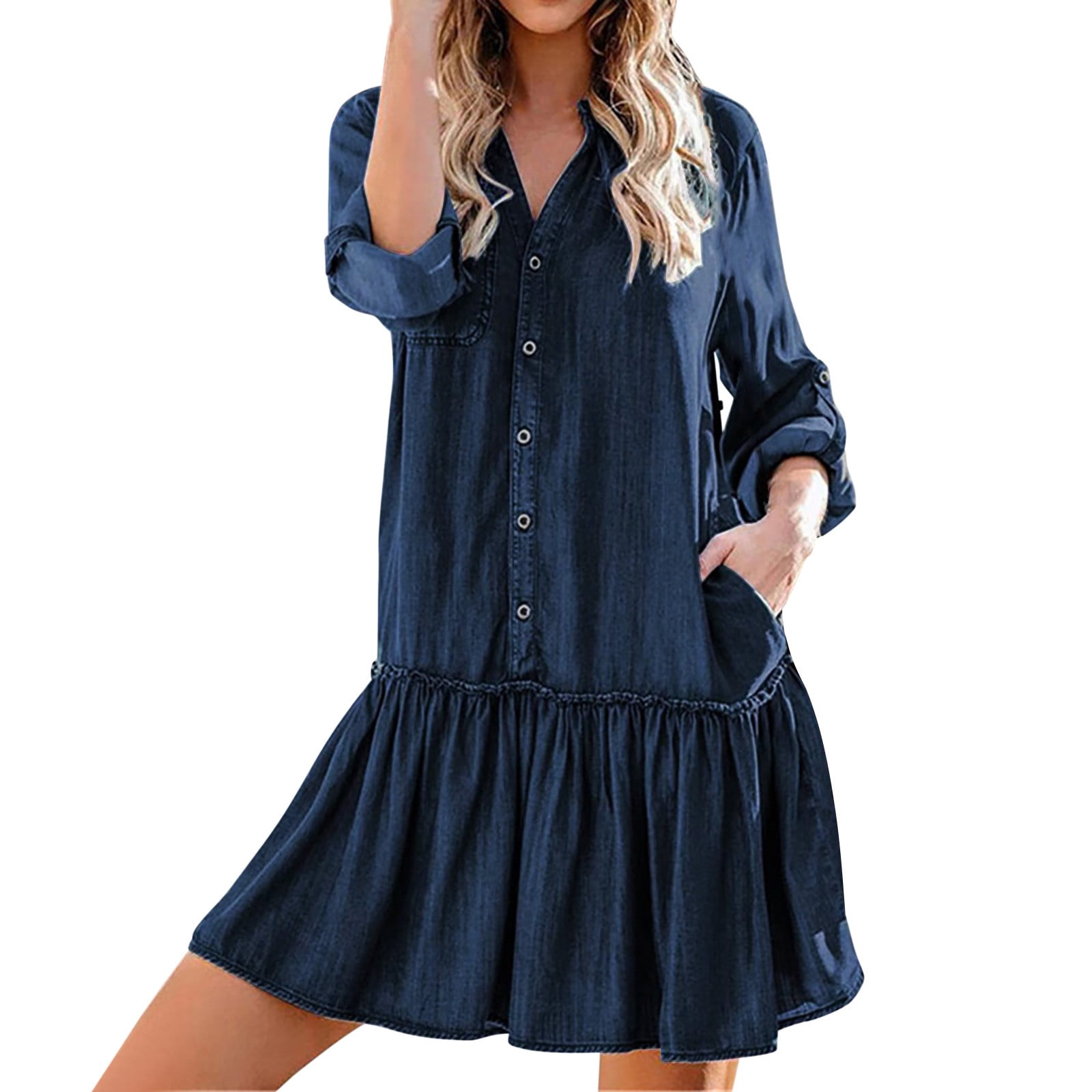 Drses Womens Dresses Short Sleeve Dresses for Women Denim Maxi Long ...