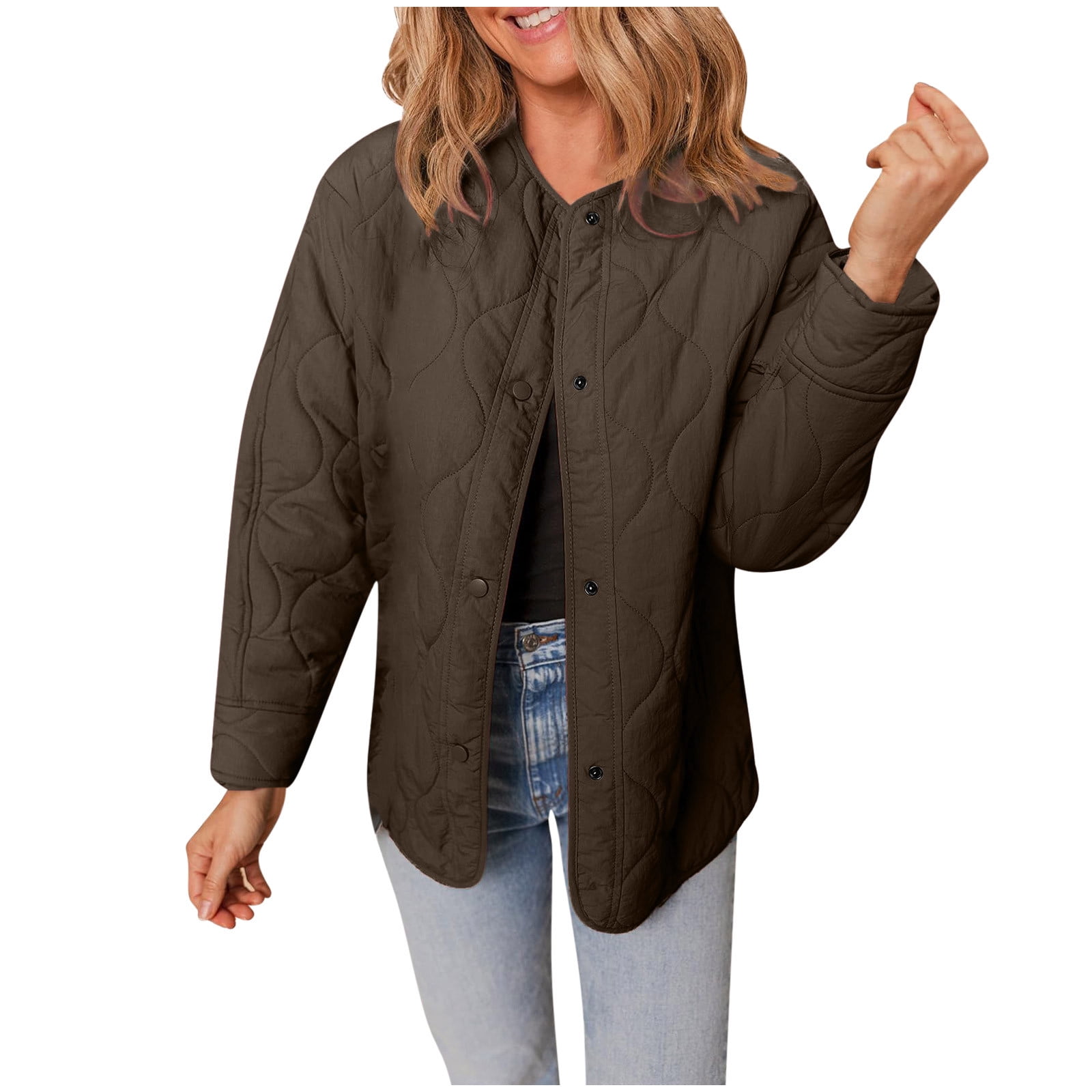 Drses Womens Quilted Lightweight Jackets Button Down Puffer Jacket ...