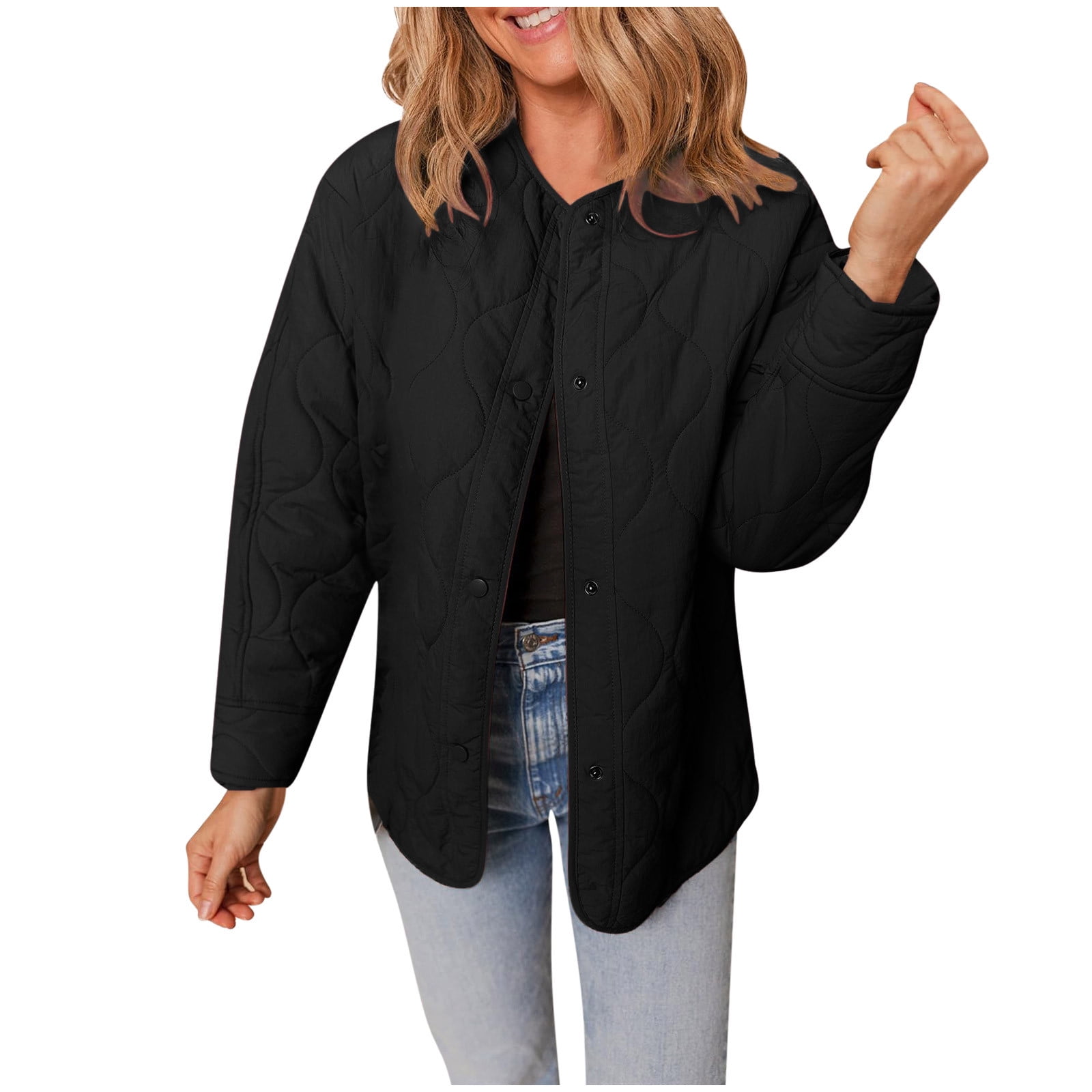 Drses Womens Quilted Lightweight Jackets Button Down Puffer Jacket ...