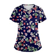 Medgear Women's 2-pocket Print Top in 4-way Stretch, Twilight Floral, S ...