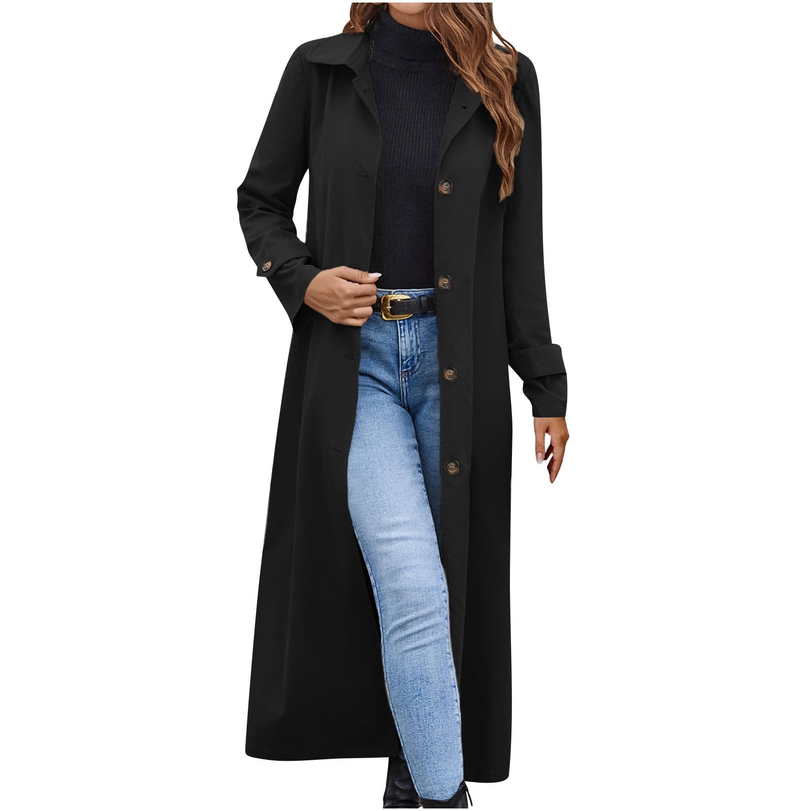 Drses Womens Trench Coat Winter Lapel Double Breasted Long Pea Coat ...