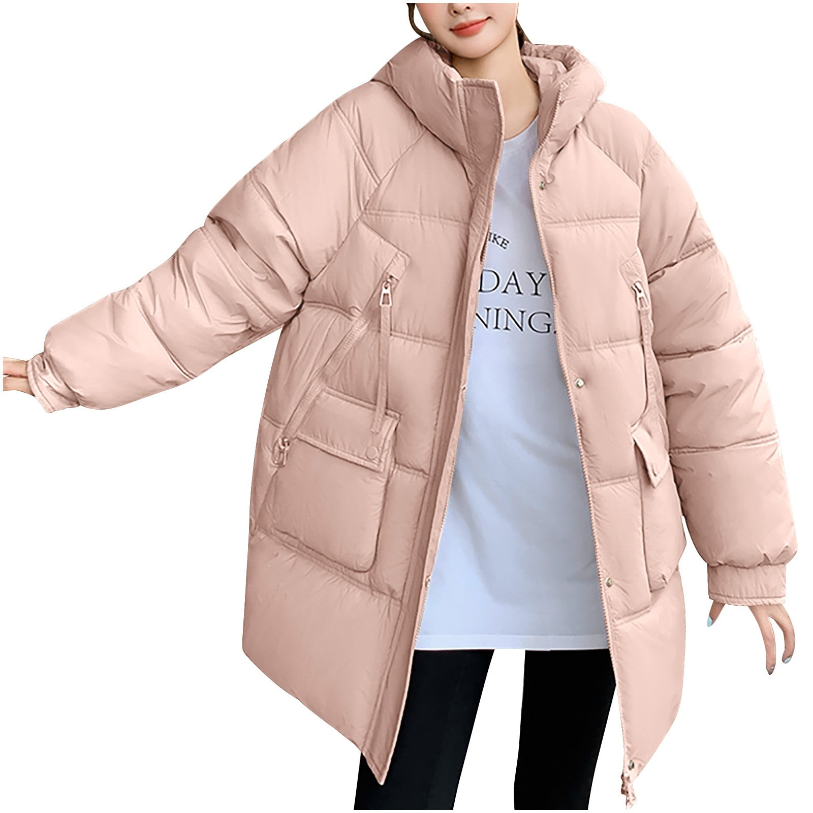 Drses Womens Winter Puffer Jacket Mid Length Quilted Jacket Zip Up ...