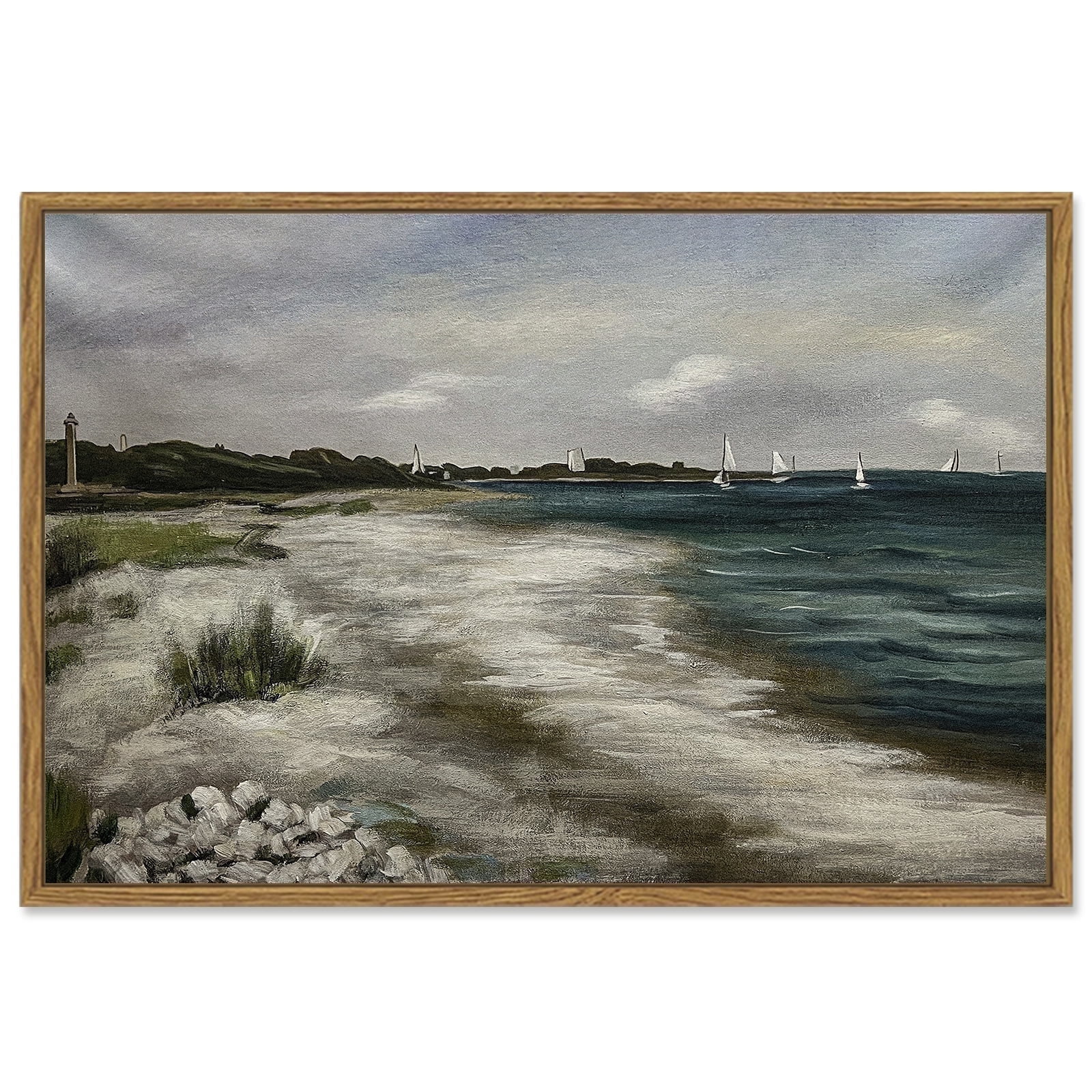 Drsoum 16x24in Coastal Wall Art Vintage Classical Ocean Painting Rural ...