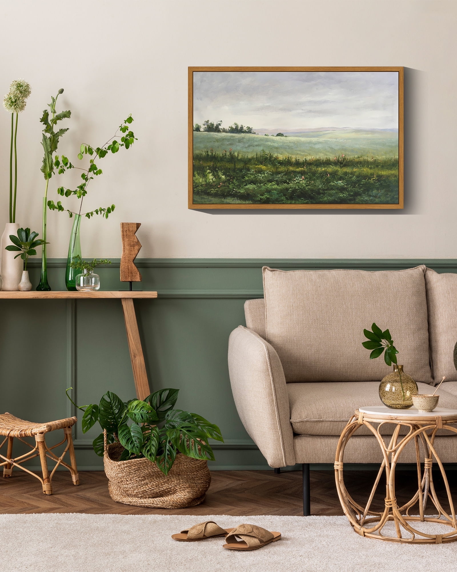 Drsoum 16x24in Landscape Vintage Canvas Wall Art Classical Framed ...