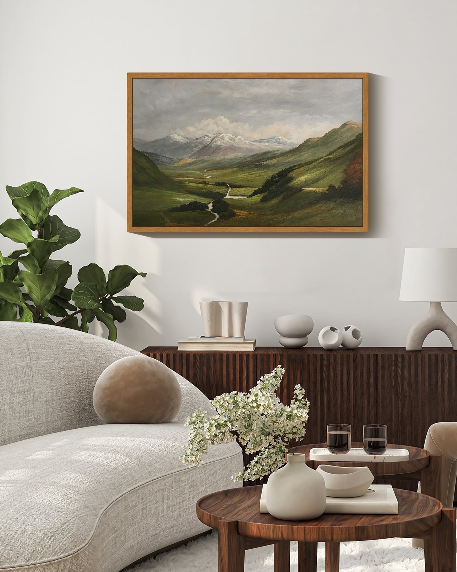 Drsoum 16x24in Vintage Landscape Wall Art Classical Framed Painting ...