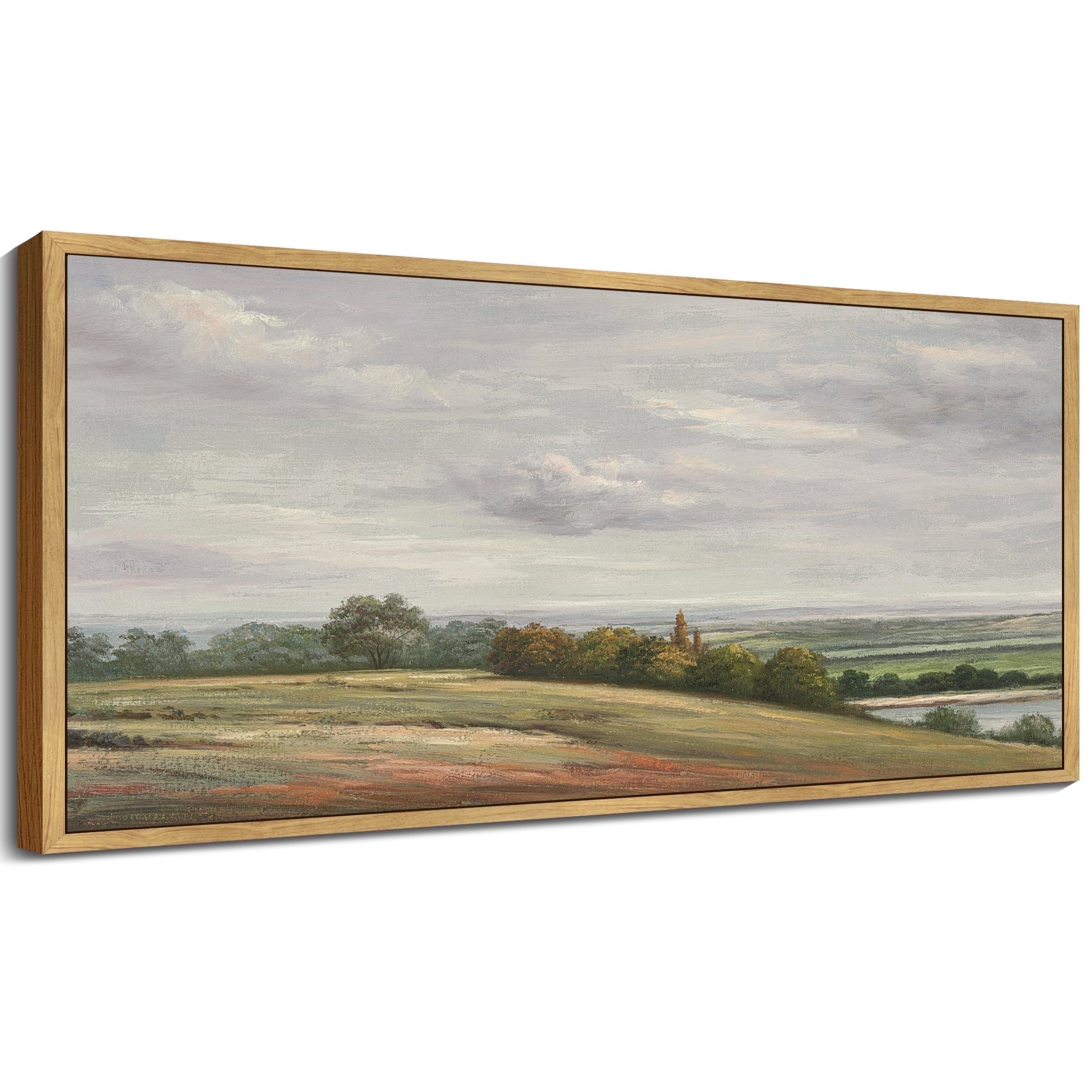 Drsoum 20x40in Natural Framed Landscape Large Canvas Wall Art Vintage ...