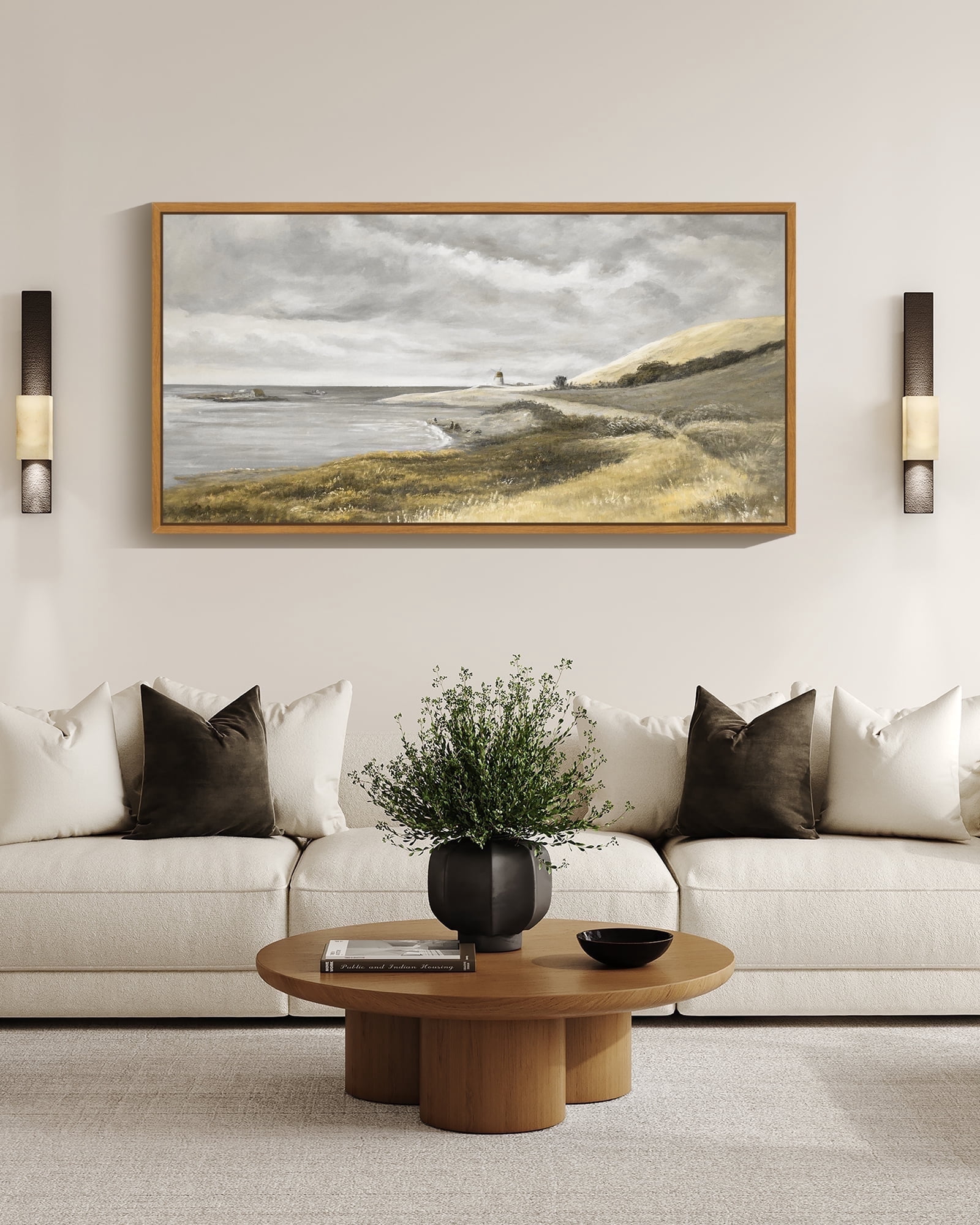Drsoum 20x40in Natural Framed Vintage Landscape Large Canvas Wall Art ...