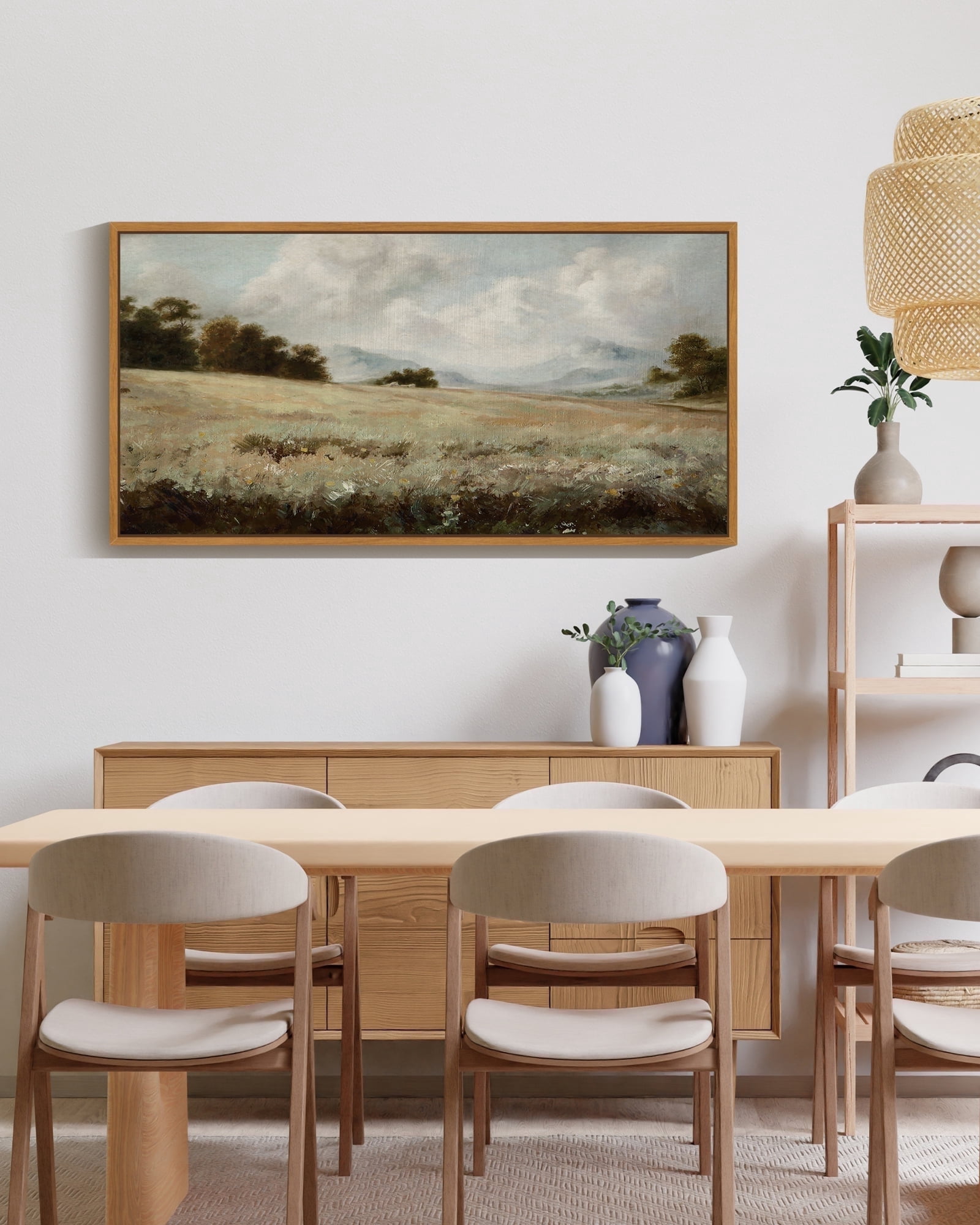 Drsoum 20x40in Natural Framed Vintage Landscape Large Canvas Wall Art ...