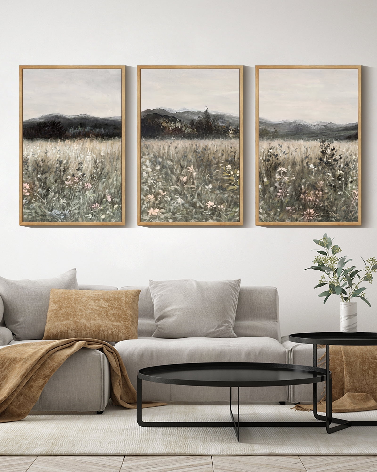 Drsoum 24x36in3pcs Large Natural Framed Vintage Landscape Wall Art ...