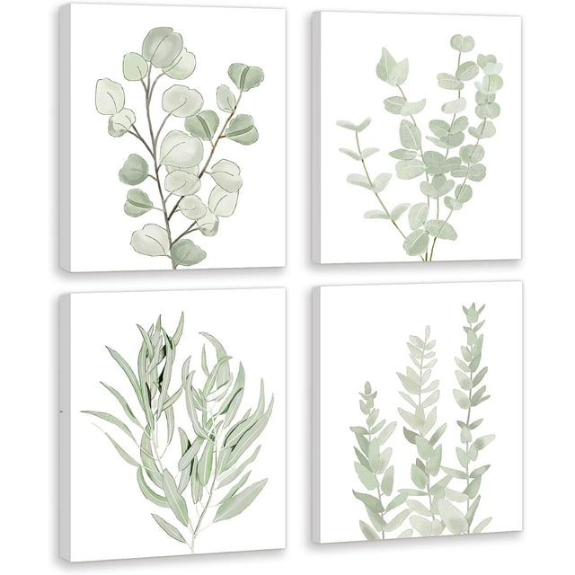"Drsoum Botanical Eucalyptus Wall Art, Light Green, Set of 4, 8""x10 ...