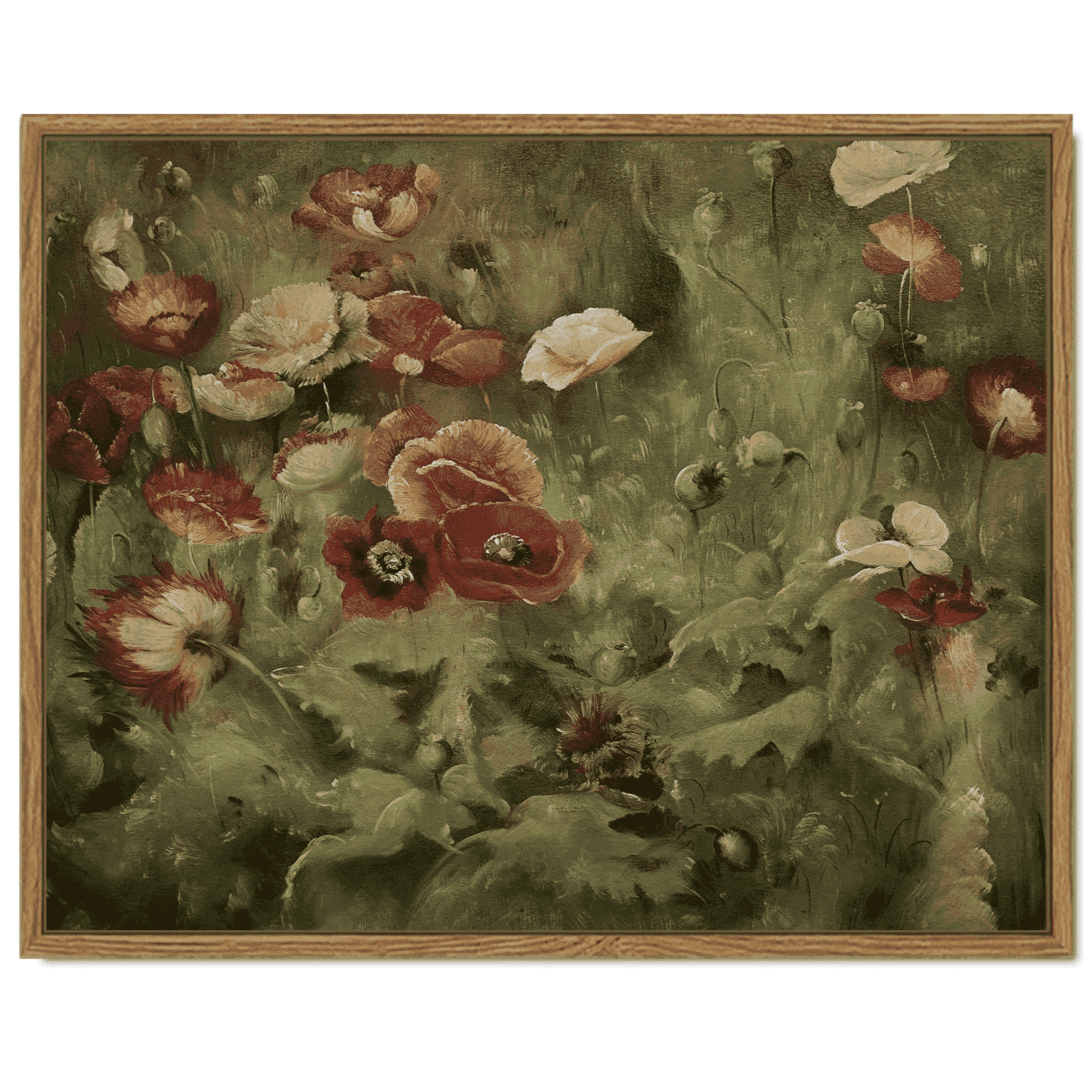 Drsoum Framed Poppy Flower Canvas Wall Art Home Decor 11x14in Vintage ...