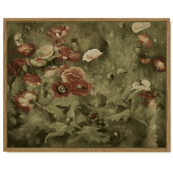 Drsoum Framed Poppy Flower Canvas Wall Art Home Decor 11x14in Vintage ...