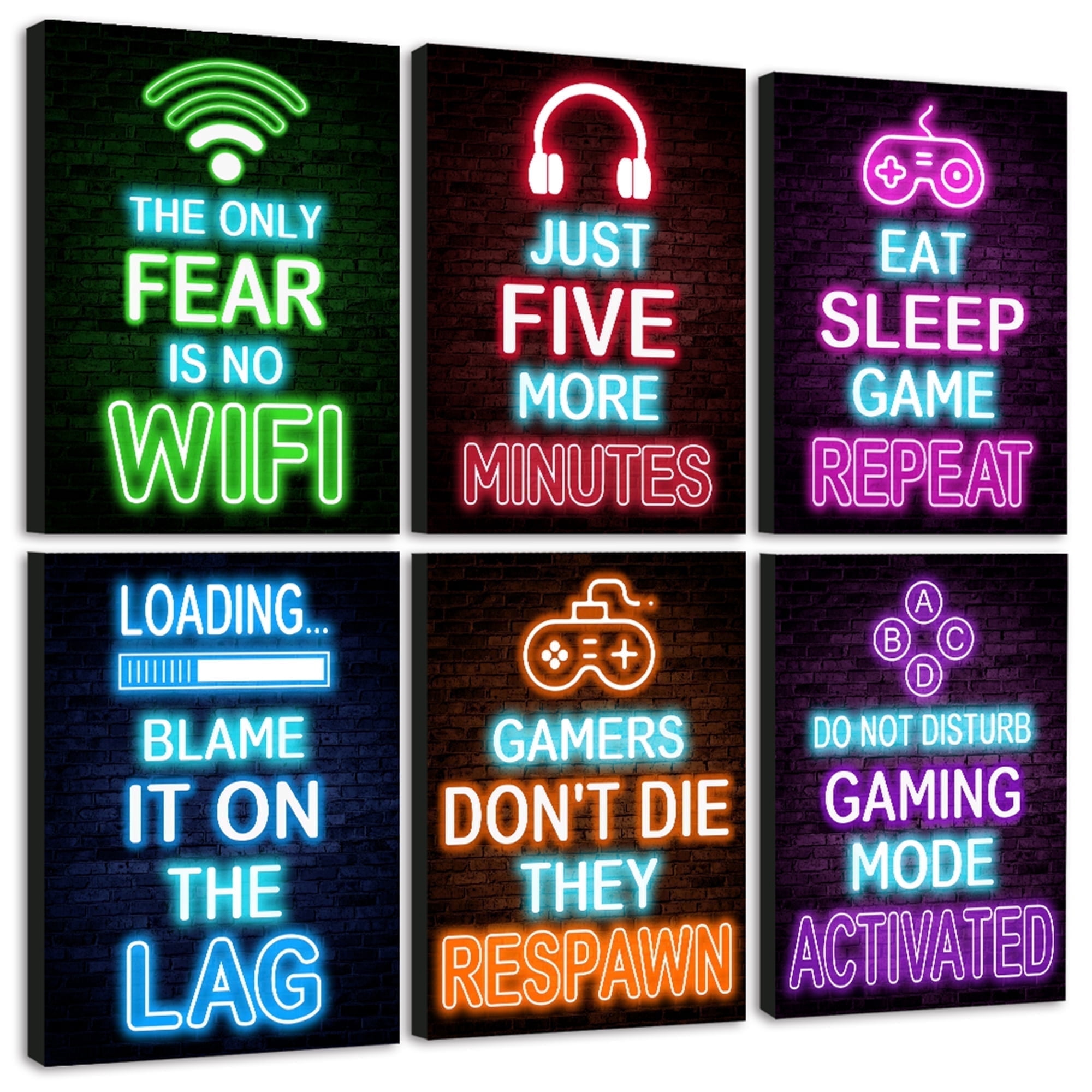 Drsoum, Gamer Room Wall Art, 8x10in6pcs, Neon Gaming Decor - Walmart.com