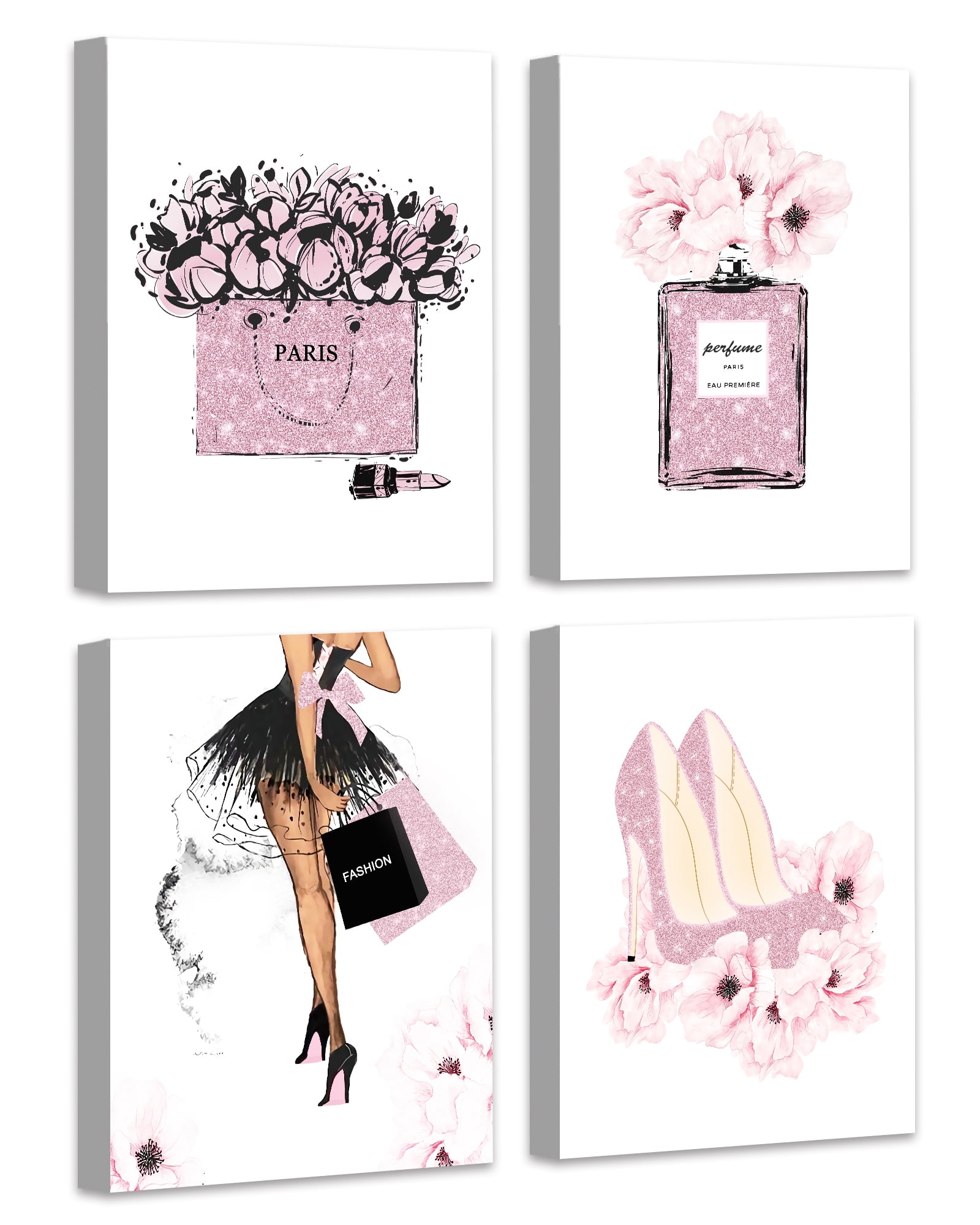 Drsoum Glam Pink Fashion Woman Framed Canvas Wall Art Girly Beauty ...